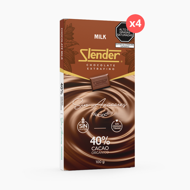 Slender - Pack x4 - Milk (100 gr.) al 40% | TRANSQUIM Market